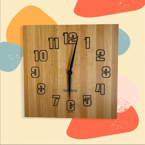 Verichron | Wall Decor | Vintage 8s Verichron Butcher Block Wall Clock ...